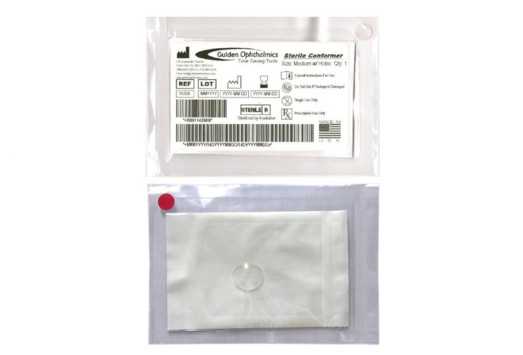 Medium Sterile Eye Conformer with Holes (PMMA)